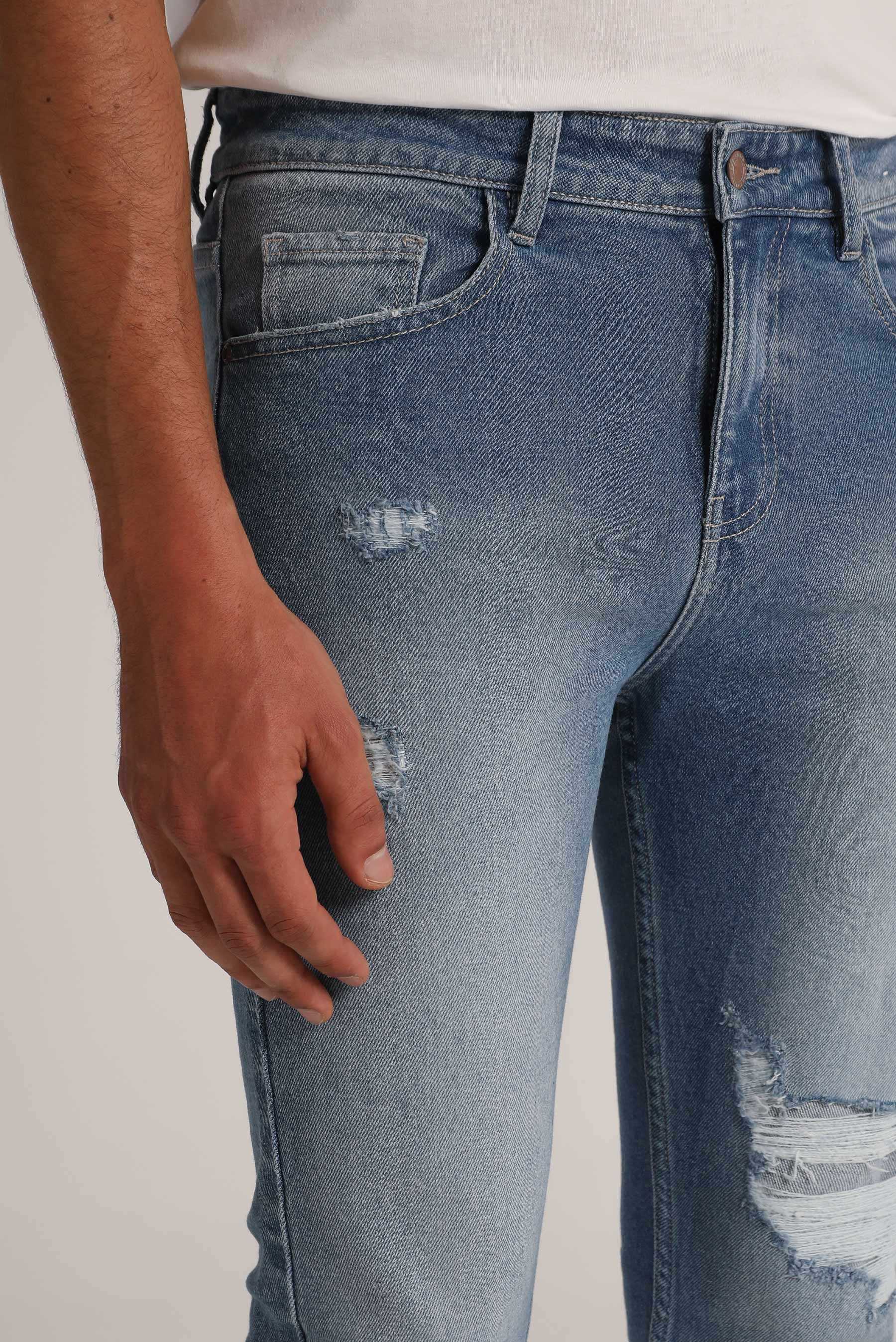 Jeans Skinny Fit Azul Medio Destroyers Jeans hombre