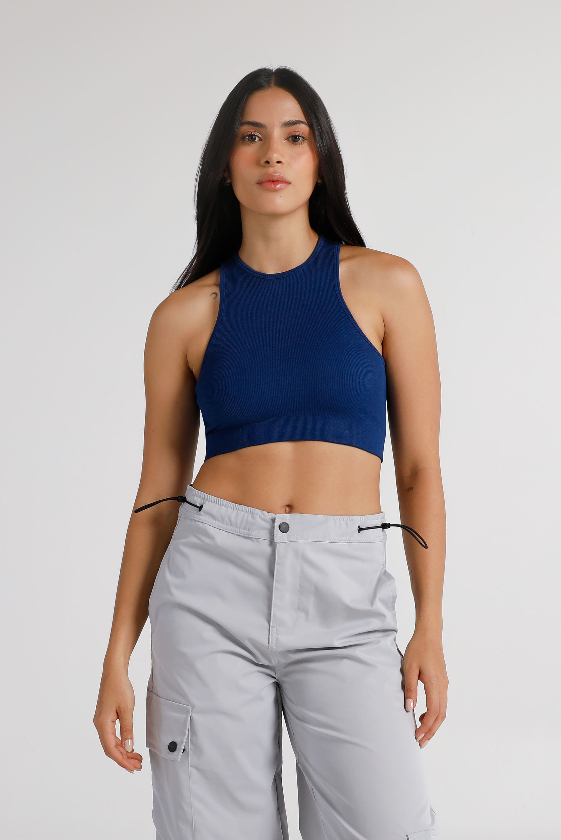 Croptop Azul Básico Bodies y tops para mujer