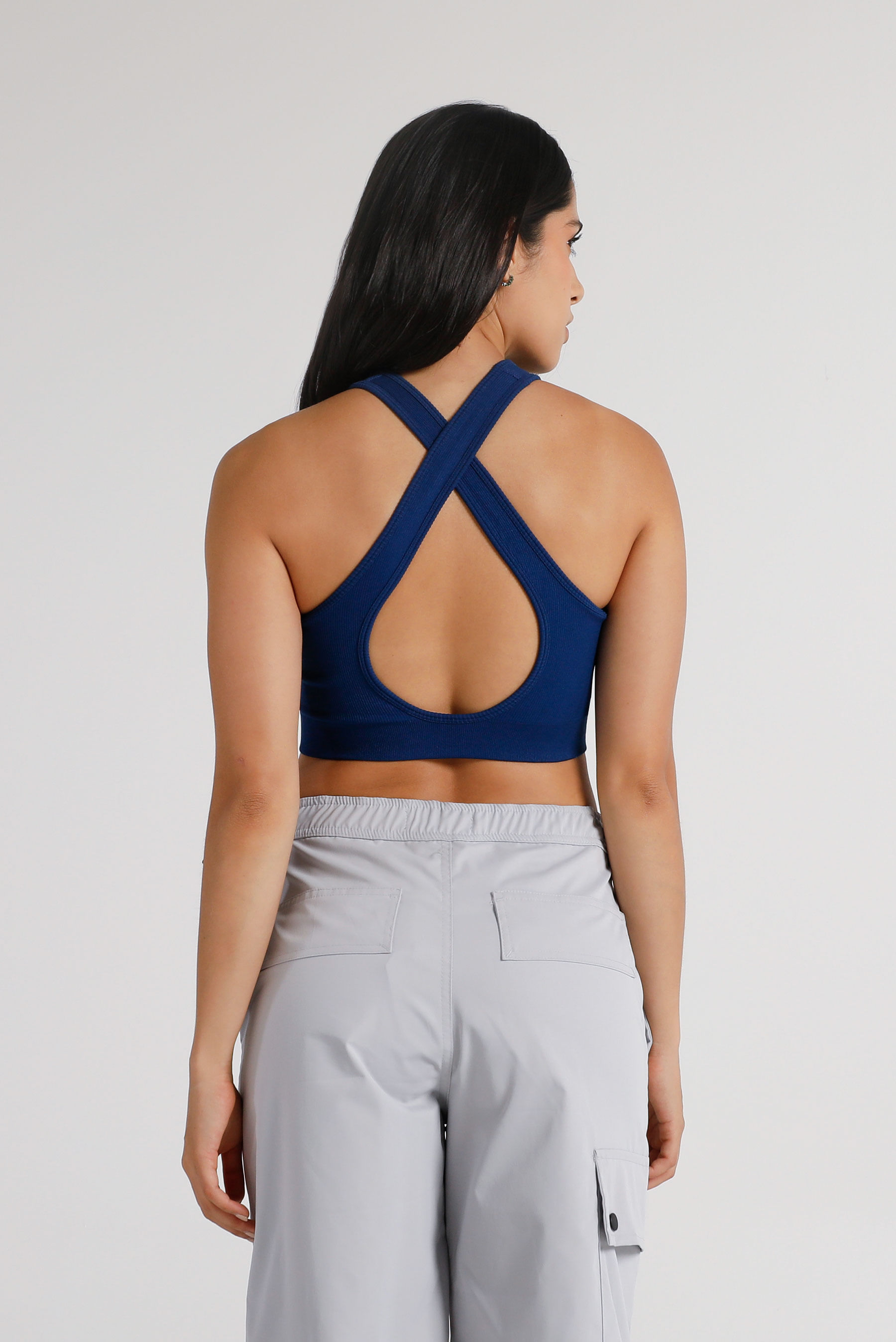 Croptop Azul Básico Bodies y tops para mujer