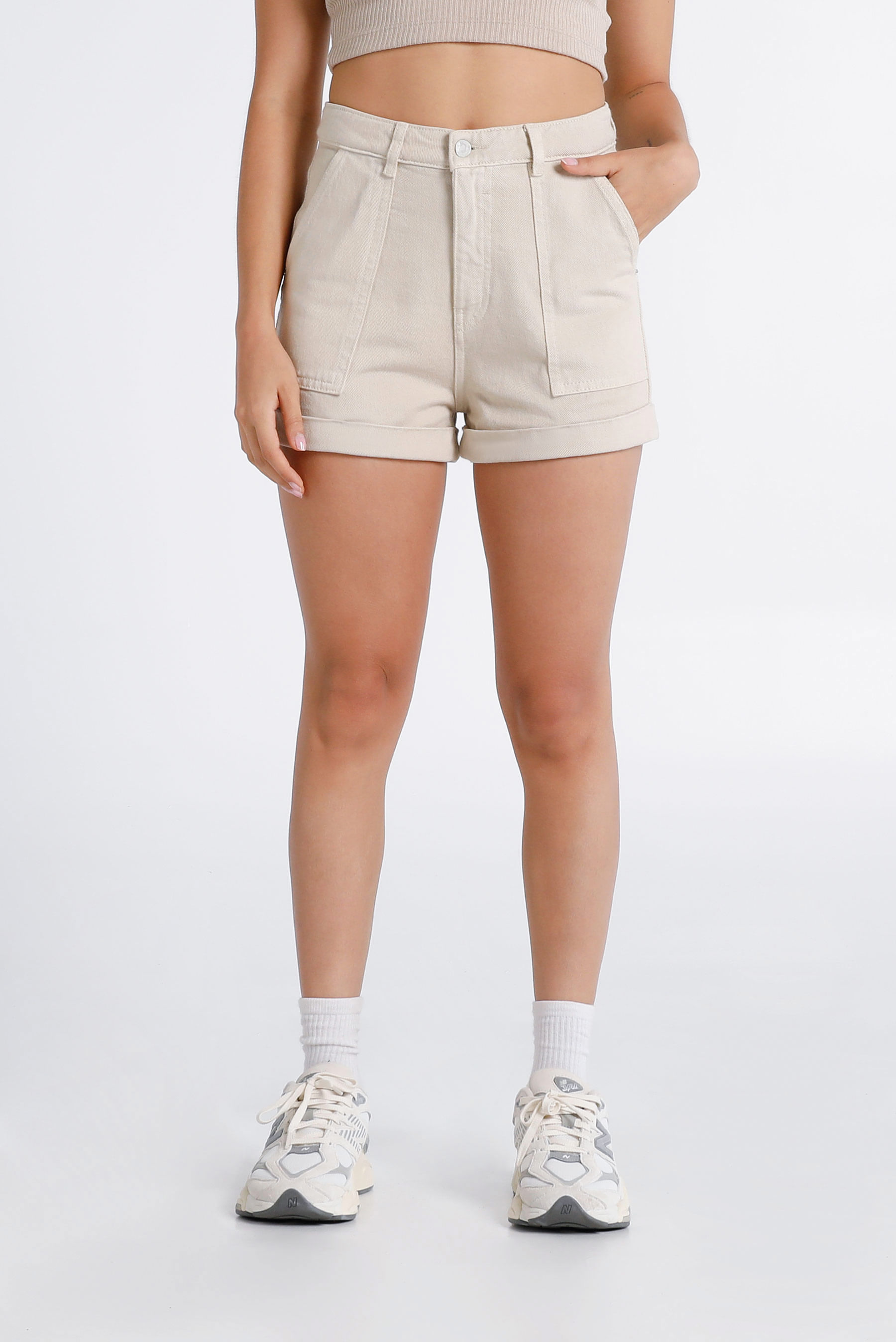 Shorts Denim Beige Básico Short mujer