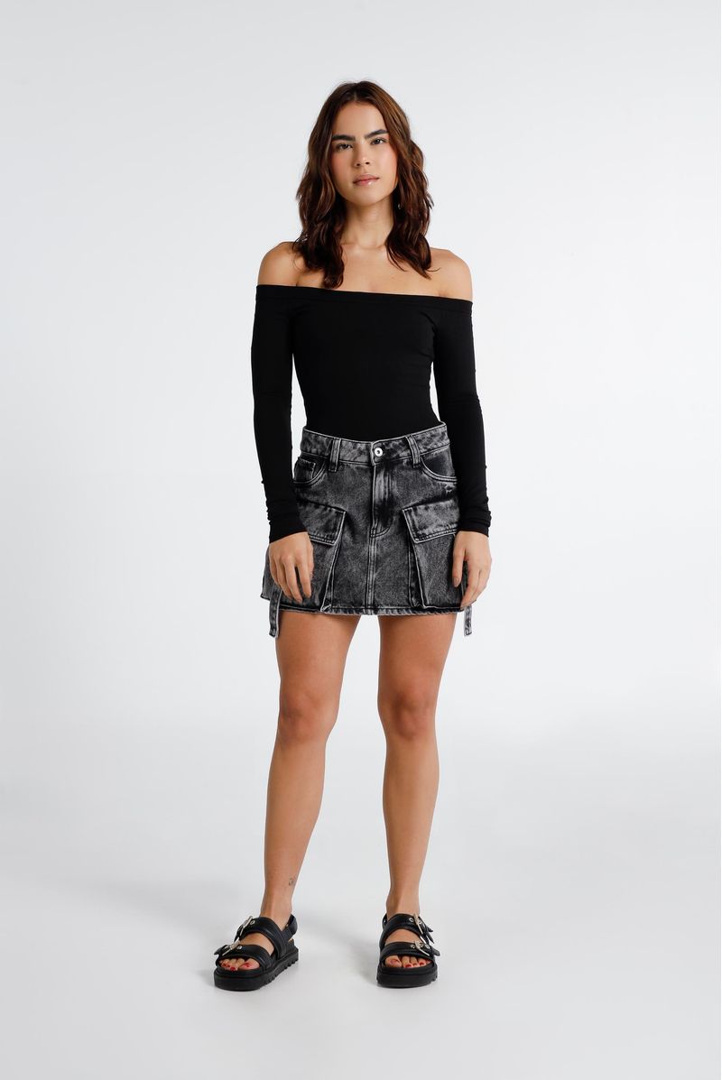 Body Manga Larga Negro Básico Bodies y tops para mujer