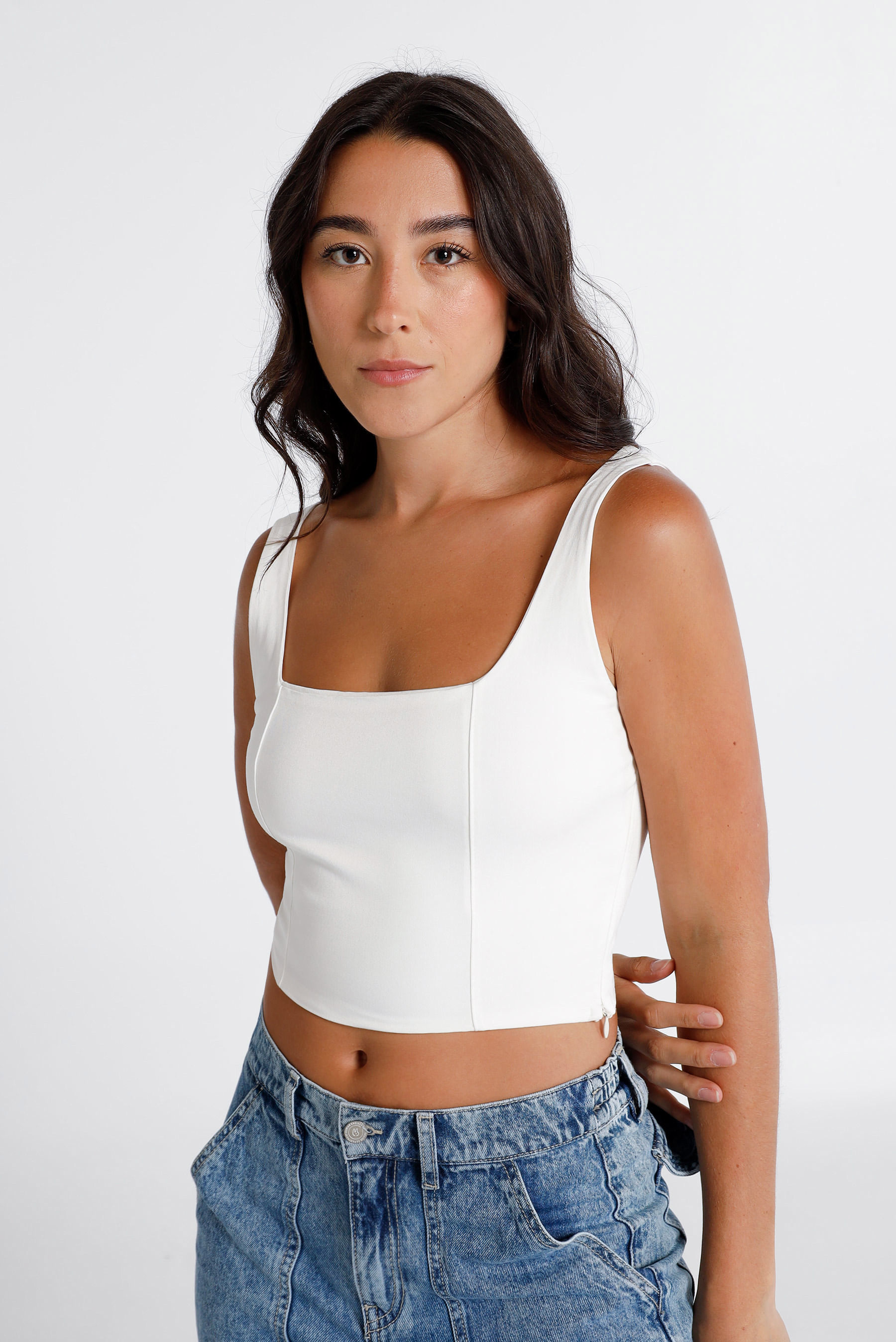 Croptop Blanco Básico Bodies y tops para mujer