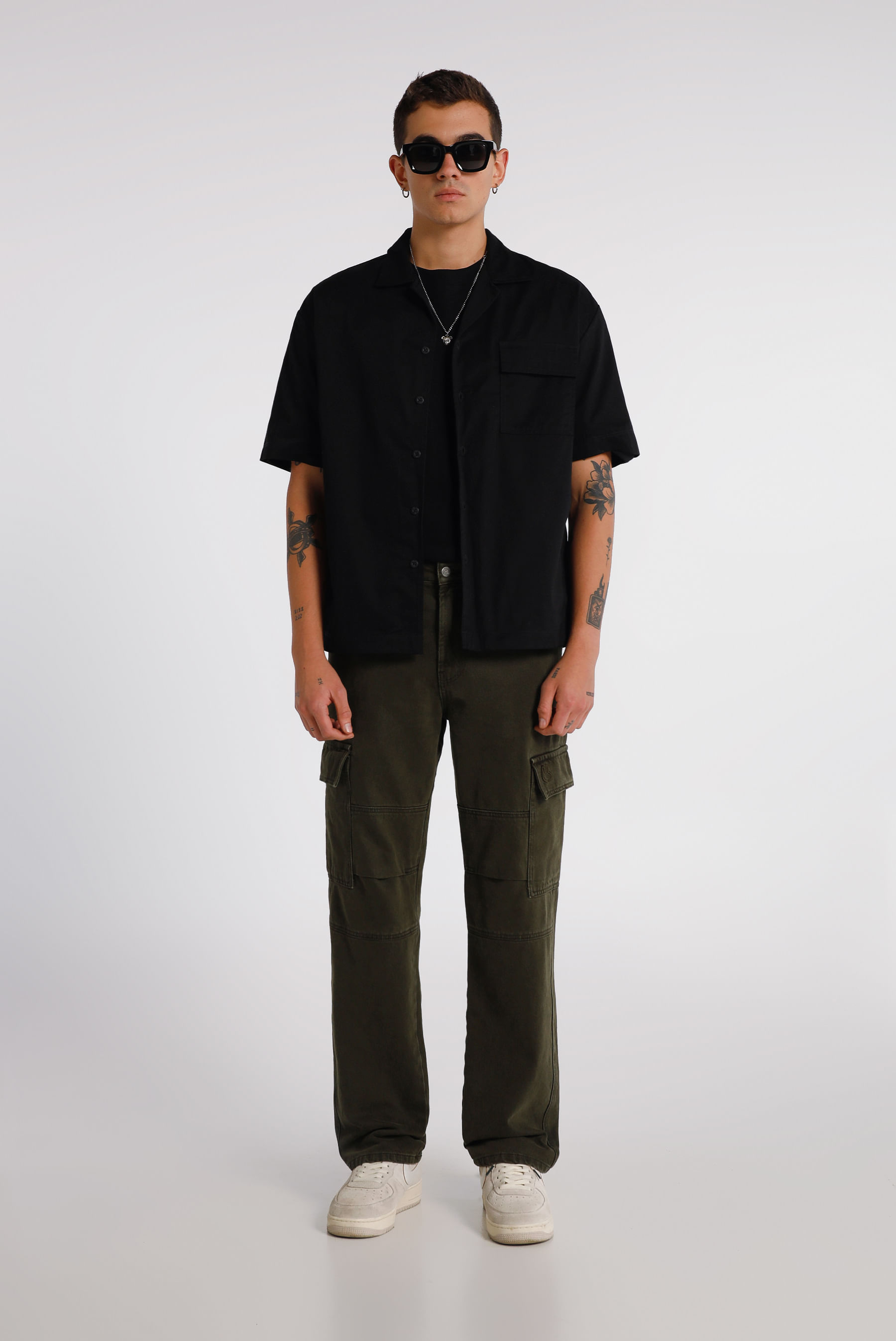 Camisa Box Fit Negro Básico Camisas para hombre