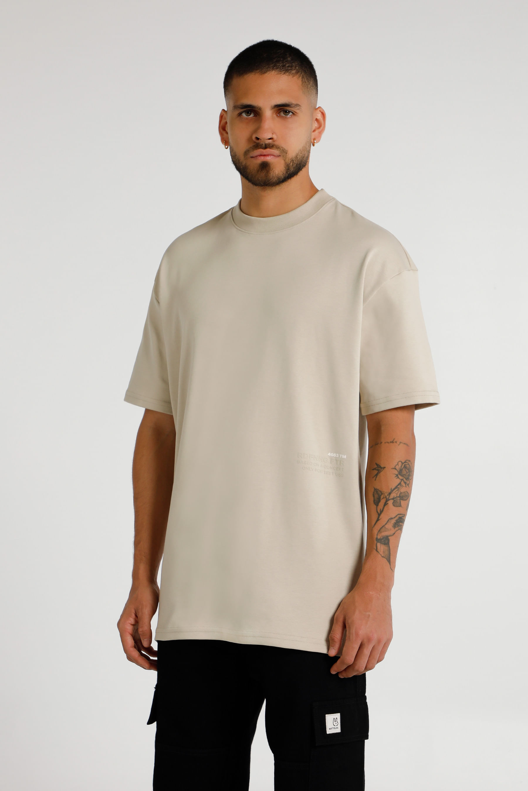 Camiseta Oversize Beige Texto Camisetas para hombre