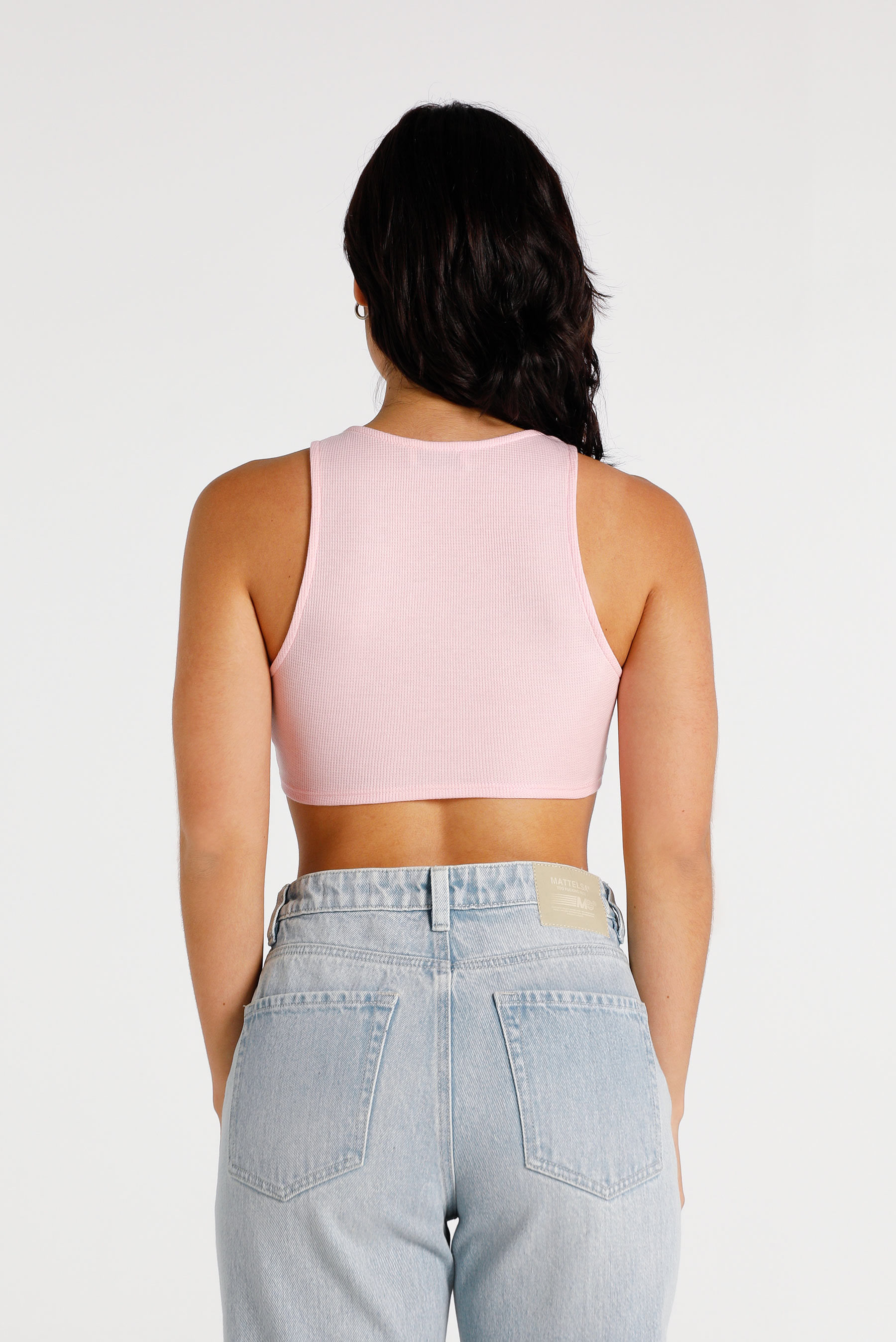 Crop Top Rosado Básico Tops para mujer