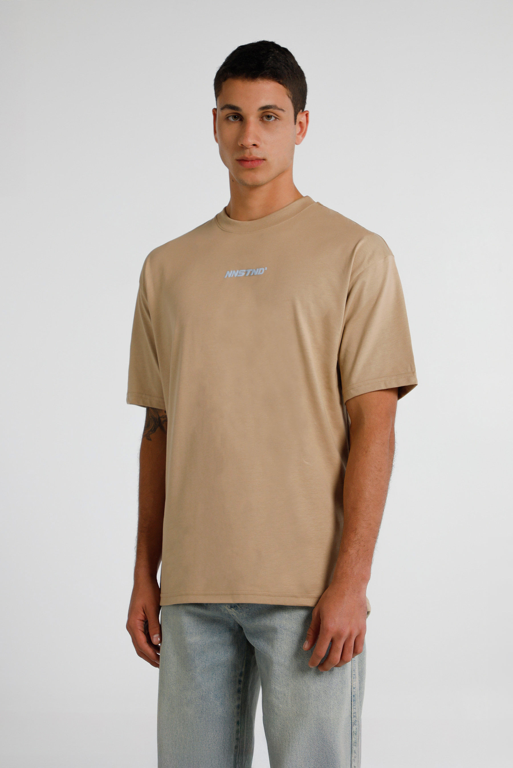 Camiseta Oversize Beige Texto Camisetas para hombre