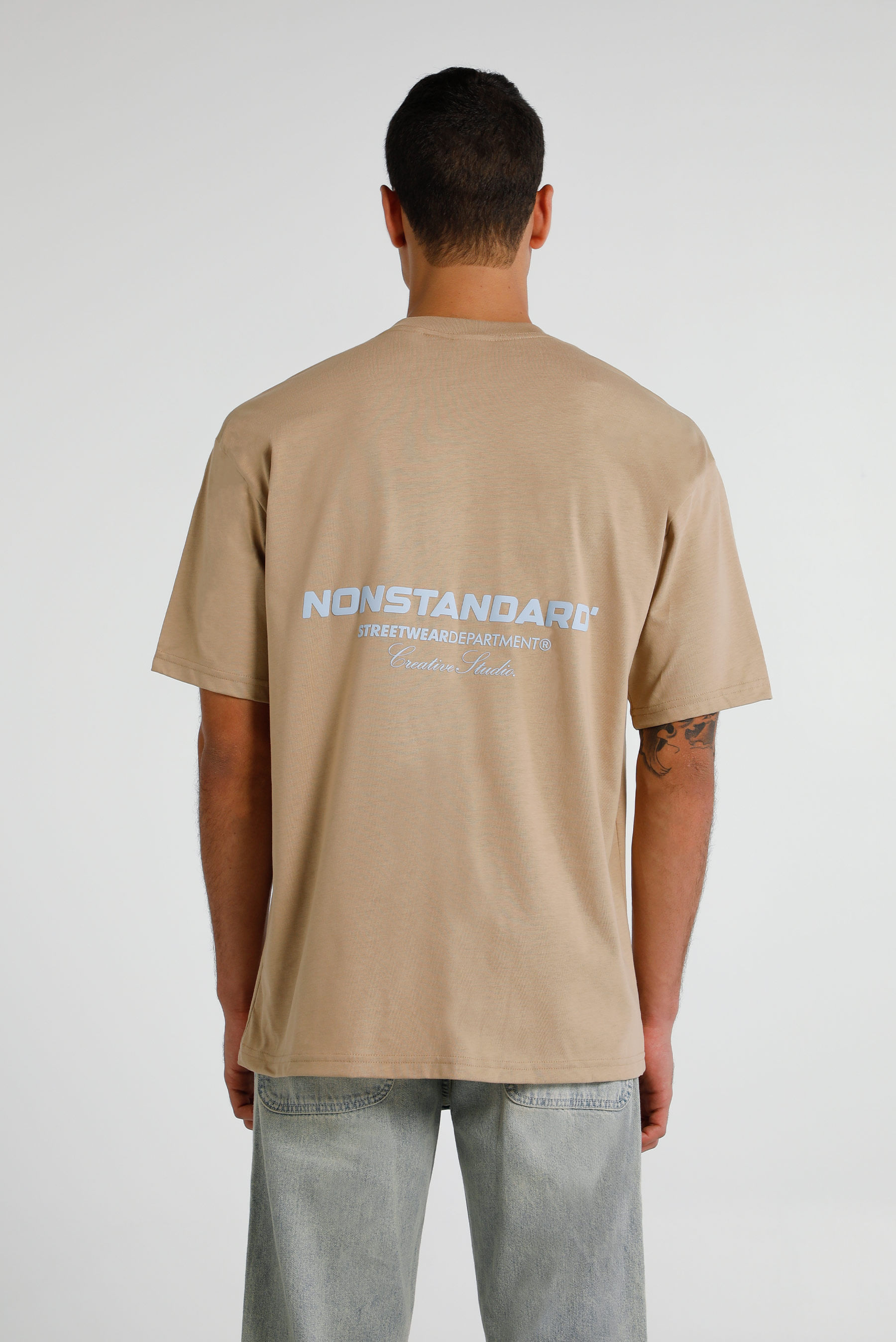 Camiseta Oversize Beige Texto Camisetas para hombre