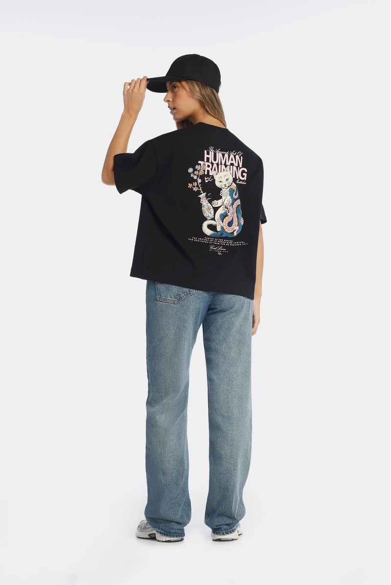 Camiseta Oversize Negro Ilustración Camisetas mujer