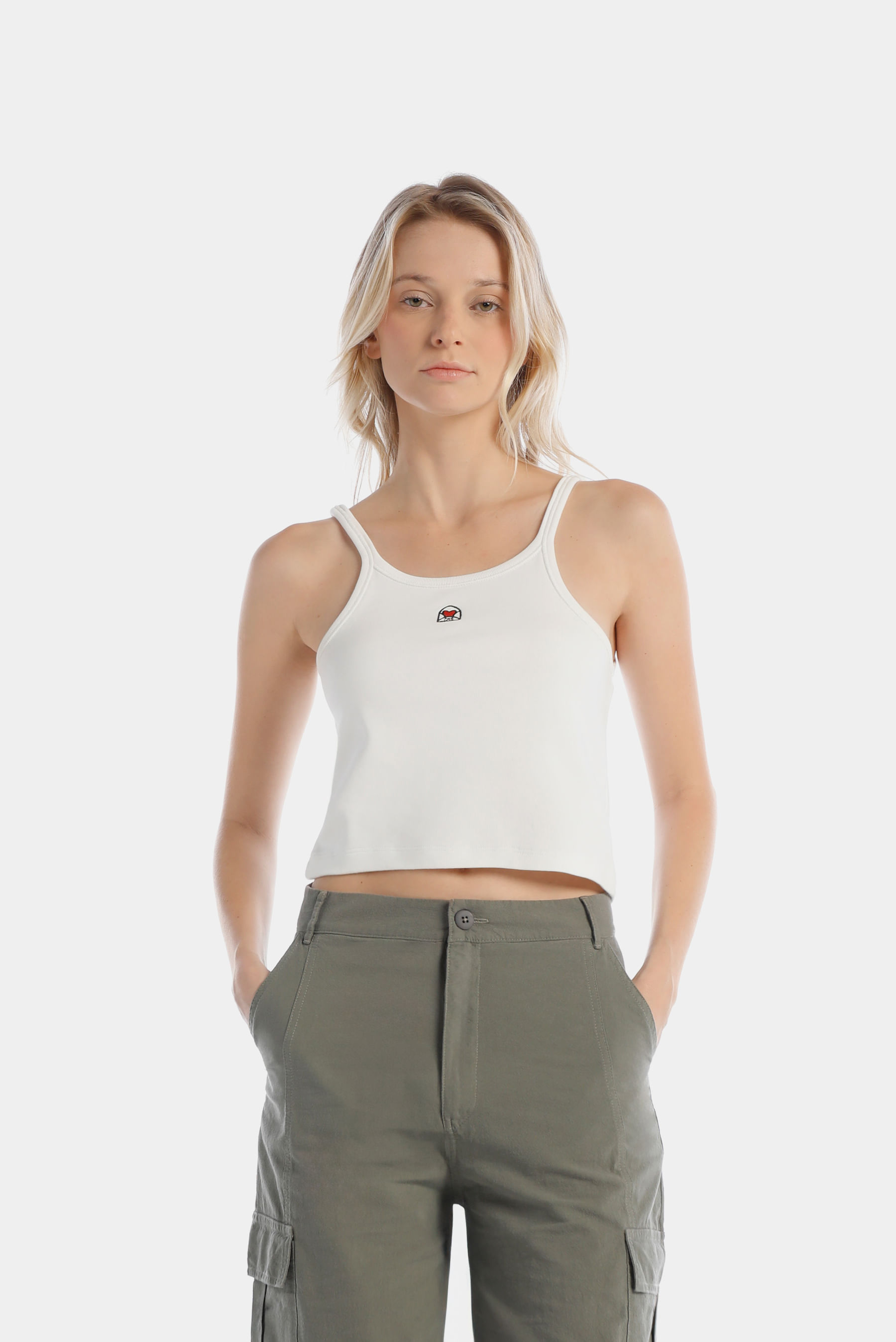 Crop Top Blanco Básico Tops para mujer